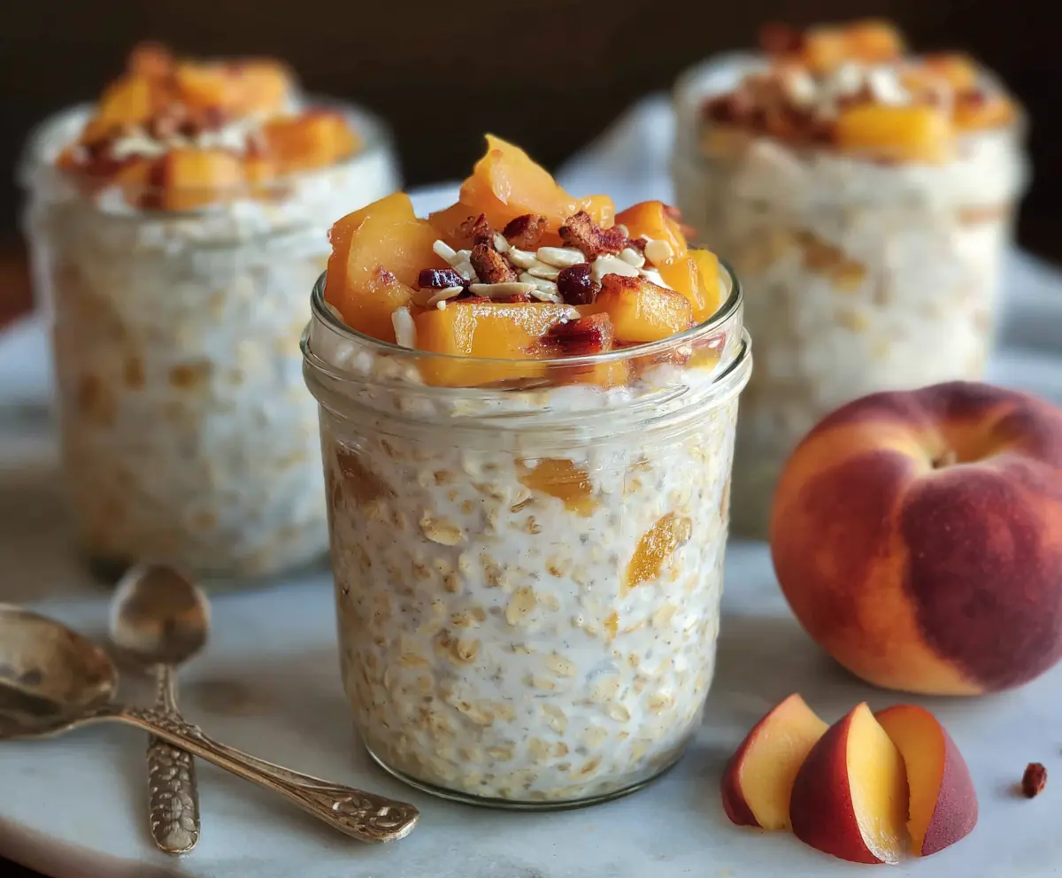 Peach Cobbler Overnight Oats Recipe | Easy & Delicious